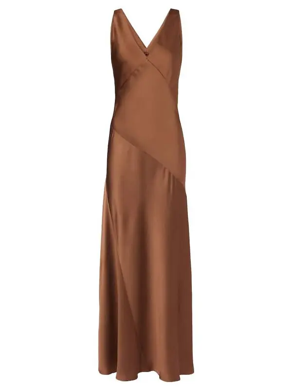 Max Mara Pilly Satin Maxi Dress - Brown