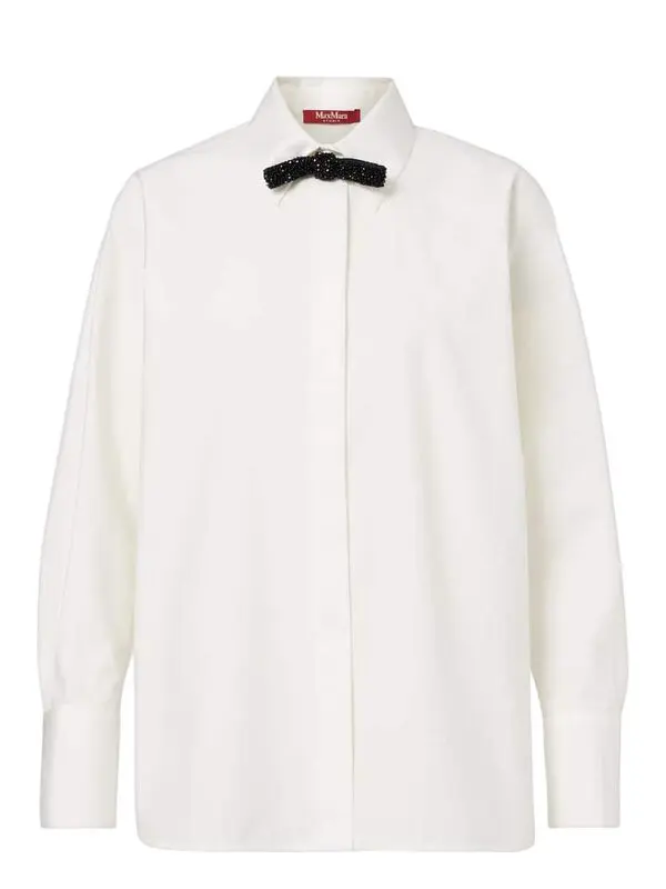Max Mara Roll Cotton And Silk Poplin Shirt - White
