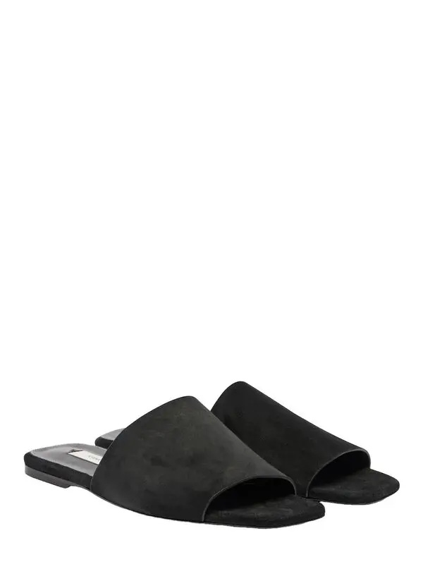 TOTEME Suede Slides - Black