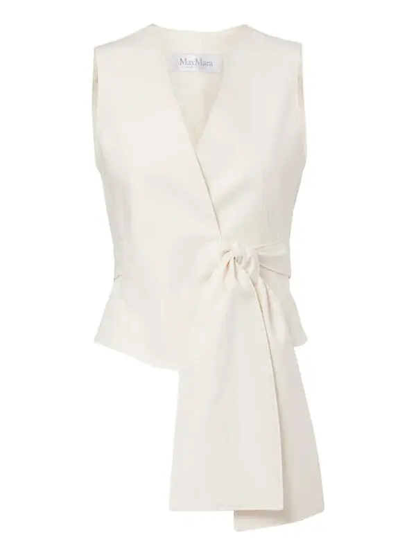 Max Mara Zampa Bow-detail Cotton-blend Vest - White