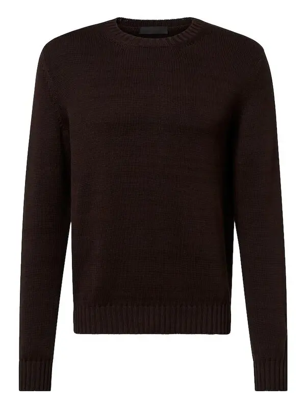 SAMAN AMEL Cotton Crewneck Sweater - Brown