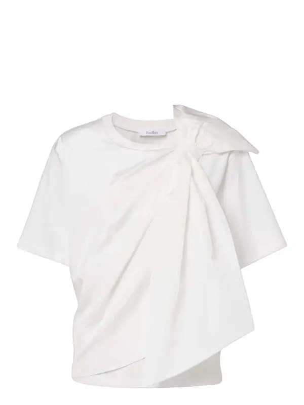 Max Mara Cotton Jersey T-shirt With Bow Detail - White