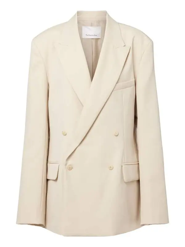 THE FRANKIE SHOP Newark Double-breasted Cotton Blazer - Beige