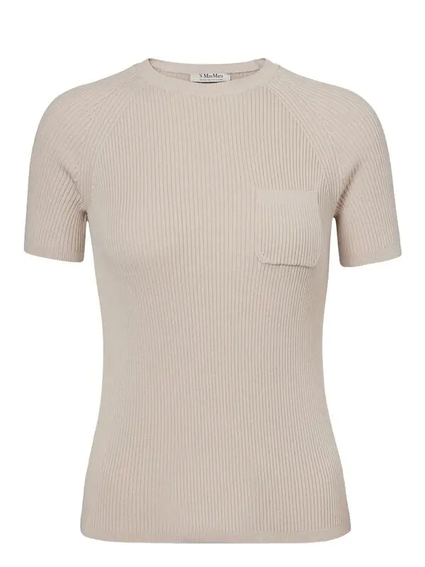 Max Mara Berlino Ribbed-knit Cotton Top - Beige