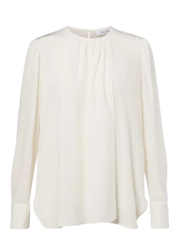 Max Mara Carol Draped Silk Blouse - White