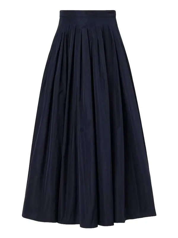 Max Mara Jokey Pleated Taffeta Midi Skirt - Blue