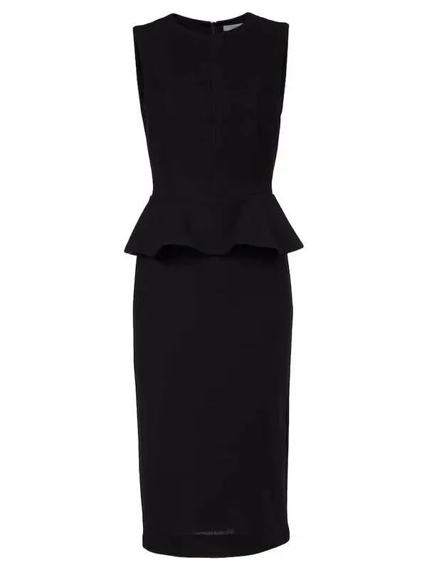Max Mara Cosmos Peplum Jersey Midi Dress - Black