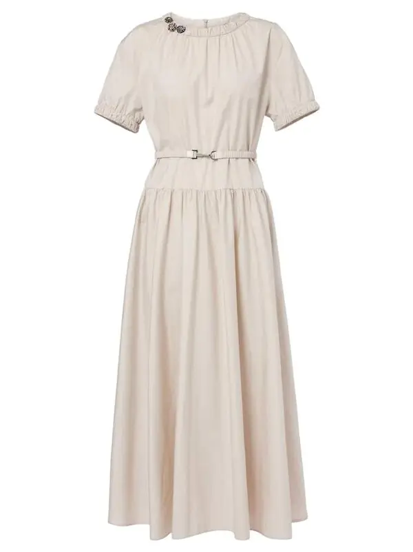 Max Mara Terry Cotton Poplin Midi Dress - Grey