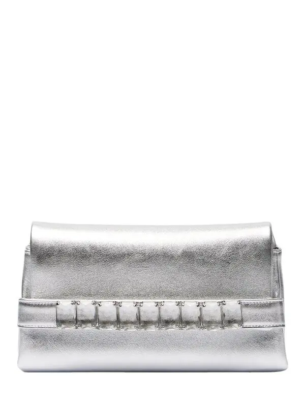 JIMMY CHOO Kya Metallic Leather Clutch - Silver