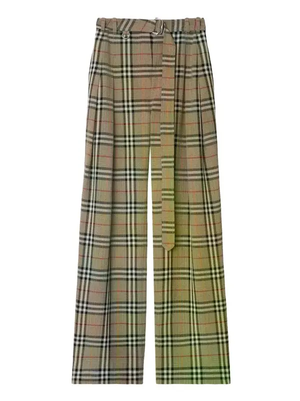 Burberry Checked Belted Trousers - Neutrals