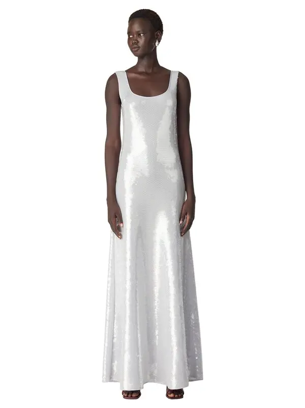 Bottega Veneta Light Viscose Sequins Maxi Dress - Grey