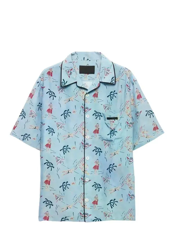 Prada Graphic-print Bowling Shirt - Blue