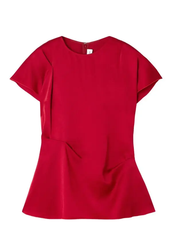 Victoria Beckham Draped Satin Top - Red