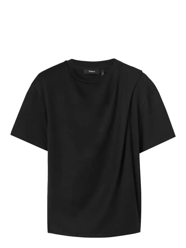 Theory Draped Supima Cotton-jersey T-shirt - Black