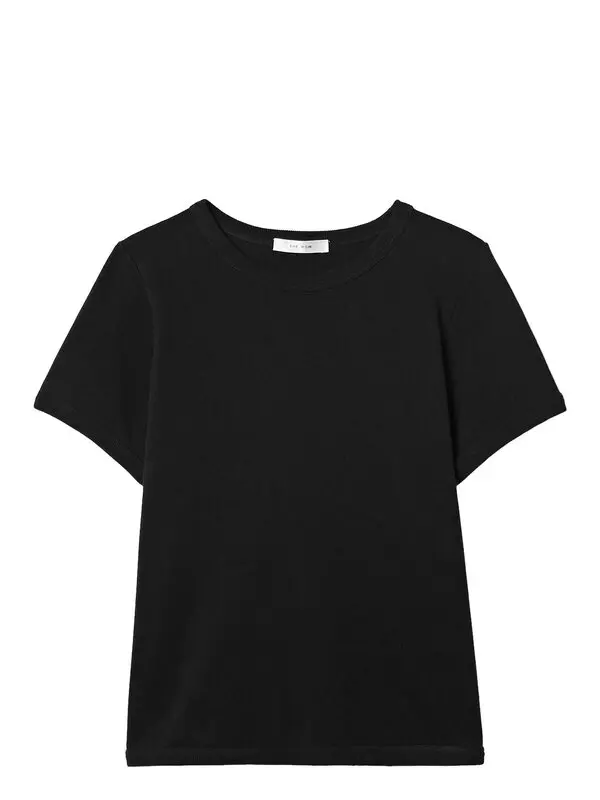 THE ROW Torya Ribbed Cotton-jersey T-shirt - Black