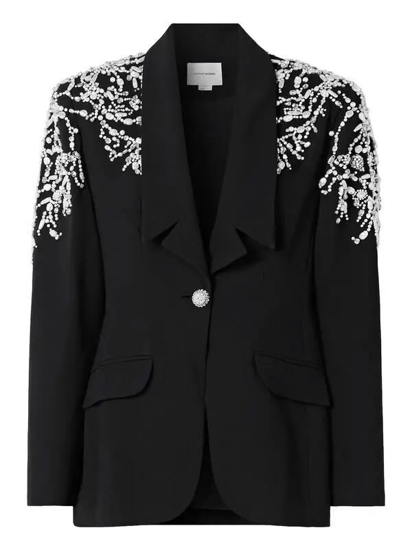 Zuhair Murad Embellished Crepe Blazer - Black