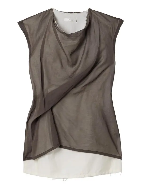 THE ROW Inawa Frayed Layered Cotton-voile Tank - Metallic