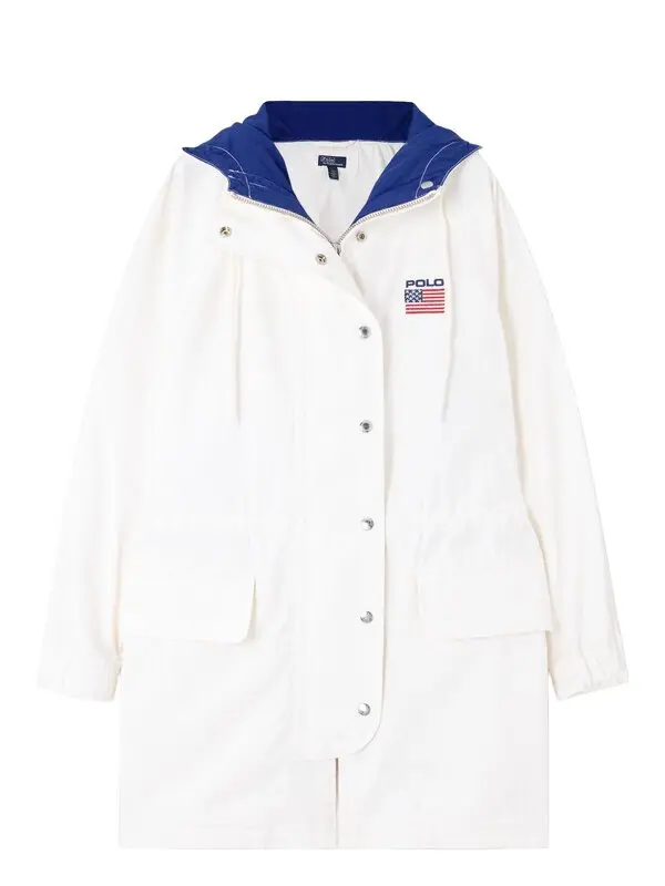 Polo Ralph Lauren Embroidered Printed Cotton-canvas Hooded Jacket - White
