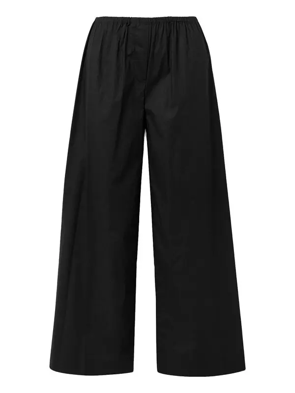 Staud Bonfire Cotton-blend Poplin Wide-leg Pants - Black