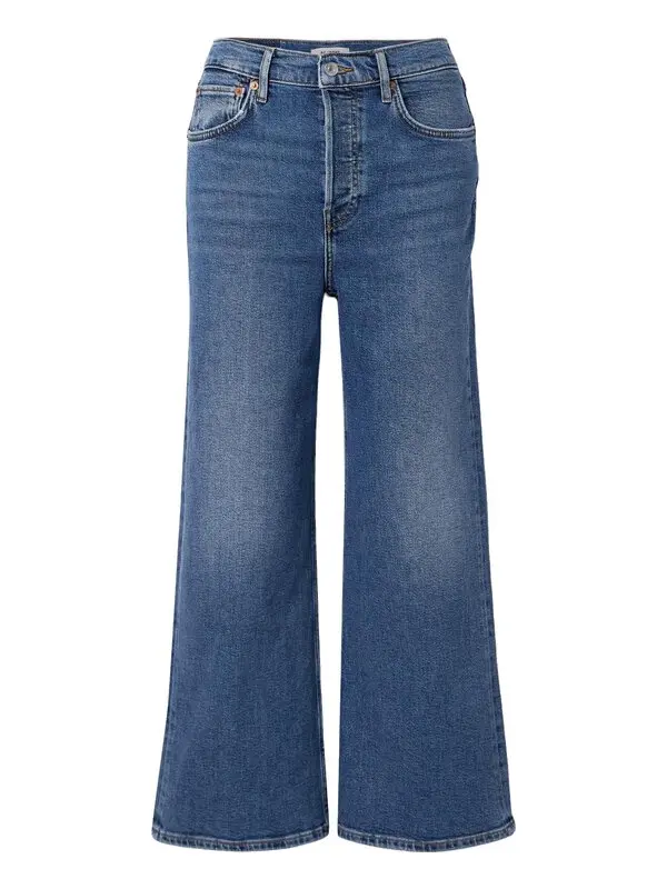 RE/DONE Cropped High-rise Wide-leg Jeans - Blue