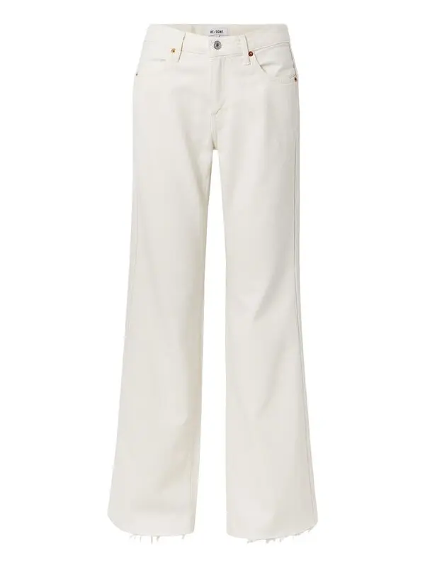 RE/DONE The Californian Frayed Mid-rise Flared Jeans - White