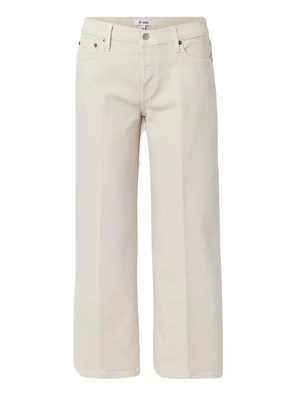 RE/DONE Cropped Mid-rise Wide-leg Jeans - White