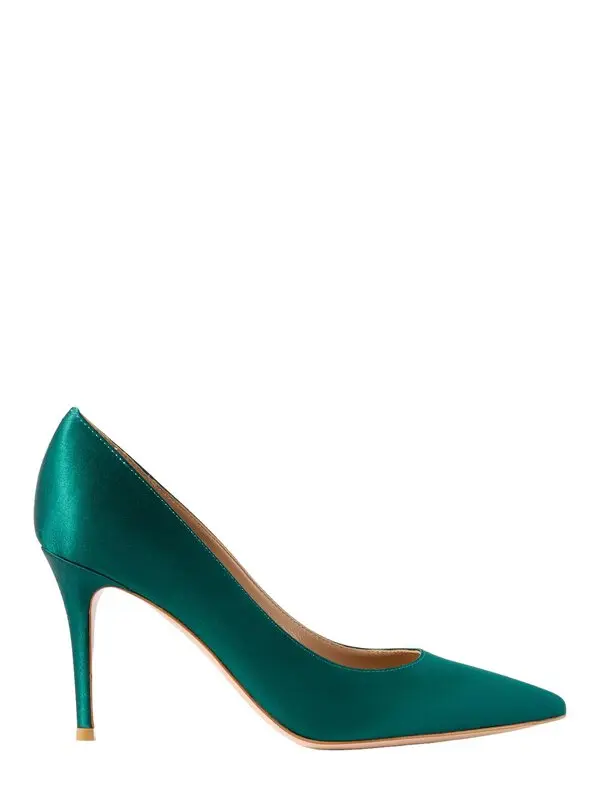 GIANVITO ROSSI 85 Satin Pumps - Green