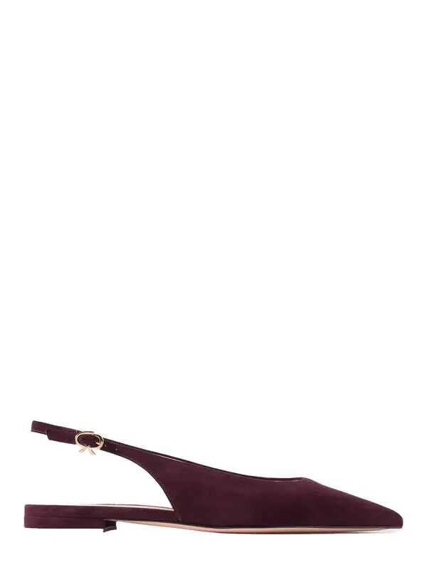 GIANVITO ROSSI Robbie Suede Slingback Flats - Burgundy