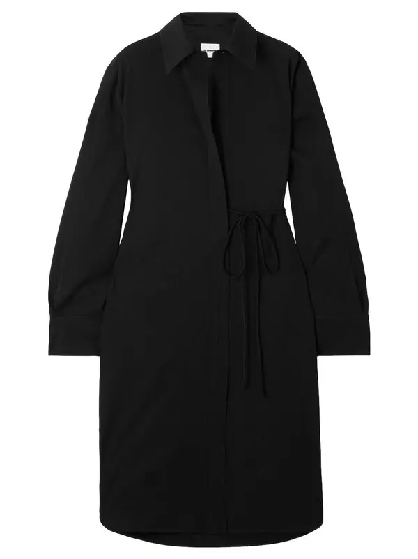JIL SANDER Wool-gabardine Midi Shirt Dress - Black