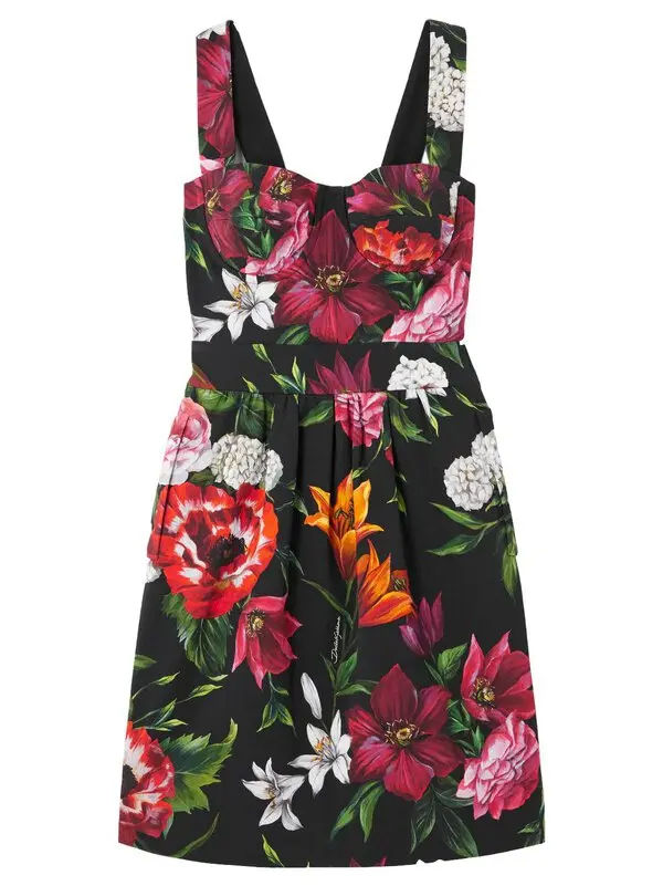 Dolce & Gabbana Floral-print Woven Mini Dress - Black
