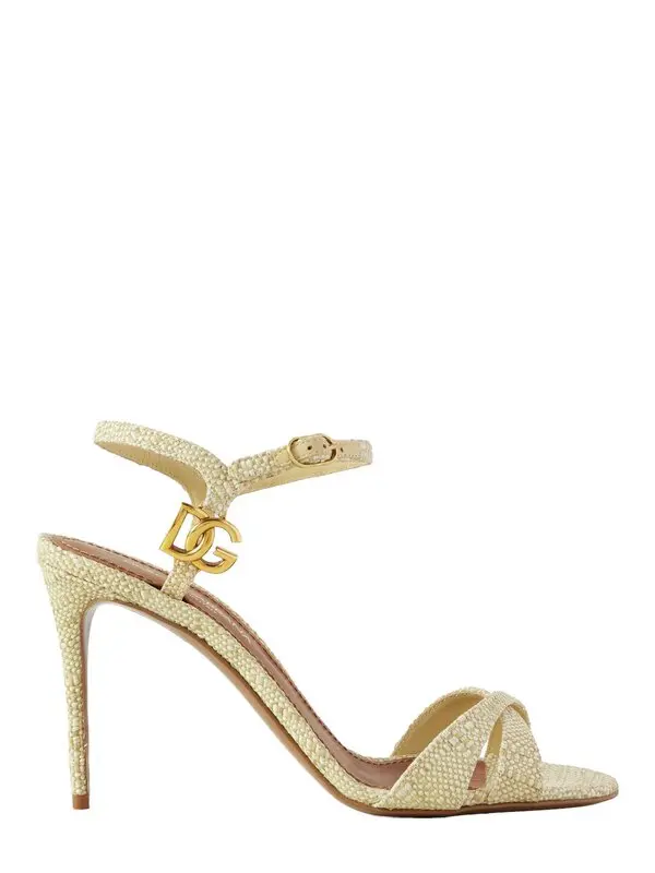 Dolce & Gabbana Logo-embellished Raffia Sandals - Yellow