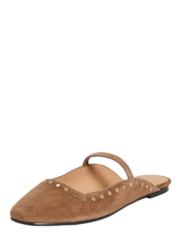 Madewell Greta Studded Suede Ballet Mule - Aged Cognac