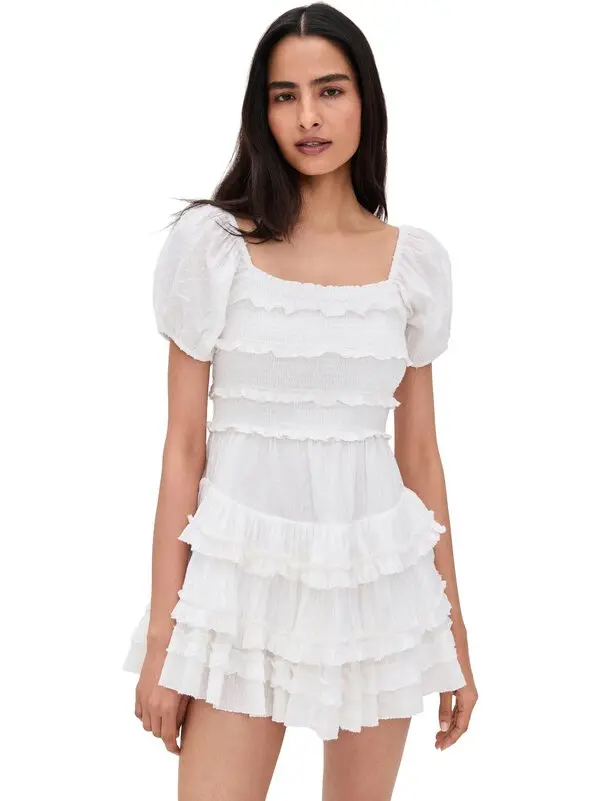 LoveShackFancy Fellows Mini Dress - Optic White