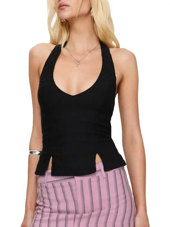 Princess Polly Childers Halter Top - Black