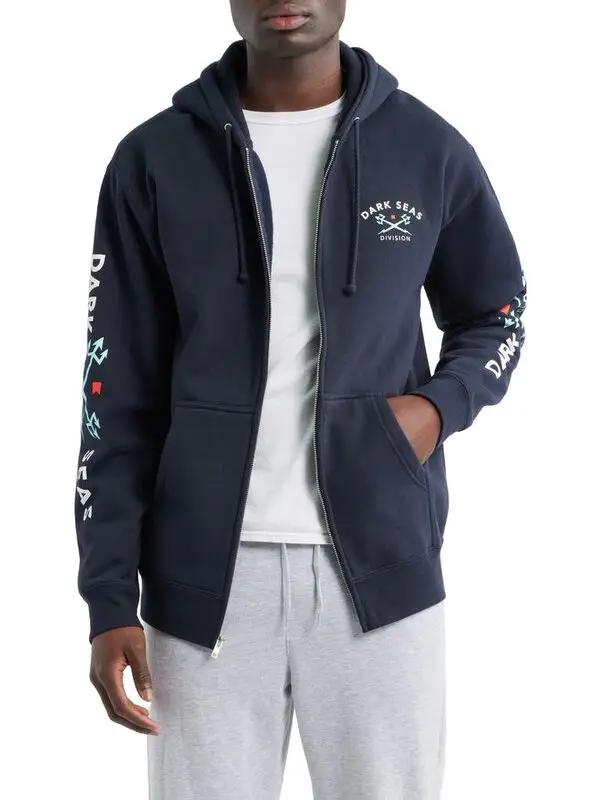 DARK SEAS Headmaster Iii Zip Fleece Hoodie - Navy