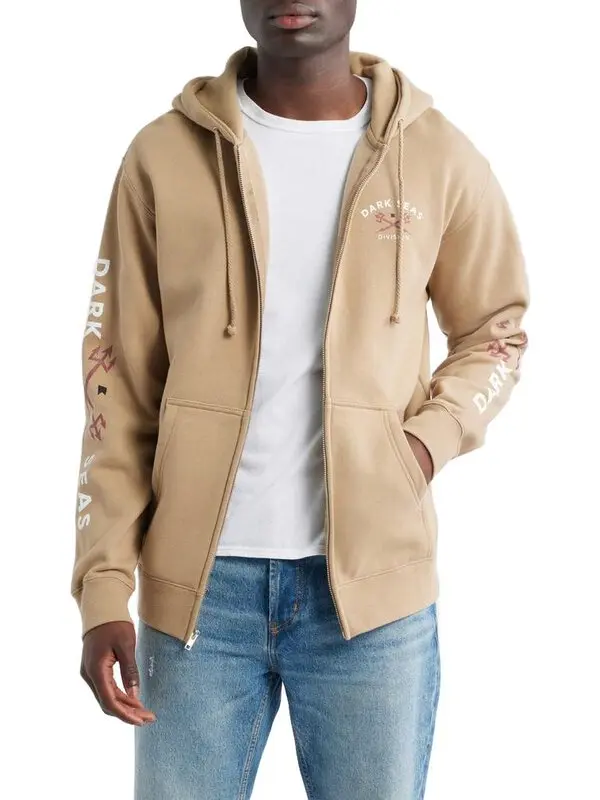 DARK SEAS Headmaster Iii Zip Fleece Hoodie - Sandstone