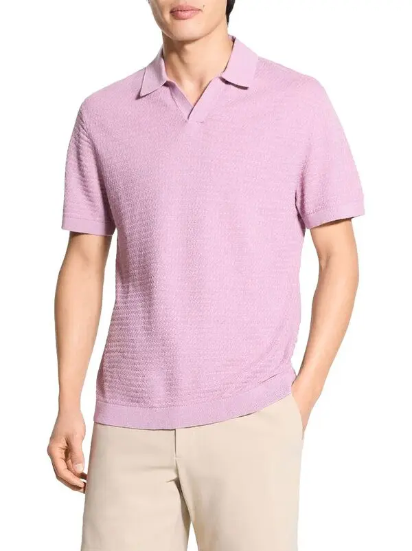 Theory Brenan Linen Blend Polo - Pale Mauve