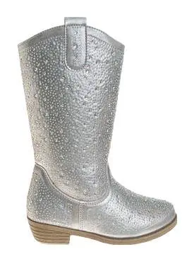 KENSIE GIRL Glitter Western Boots - Silver