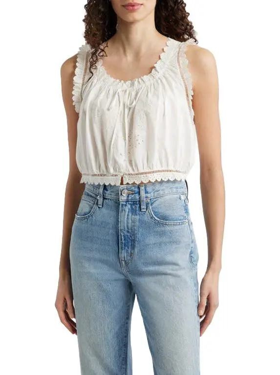 DÔEN Embroidered Crop Top - Salt