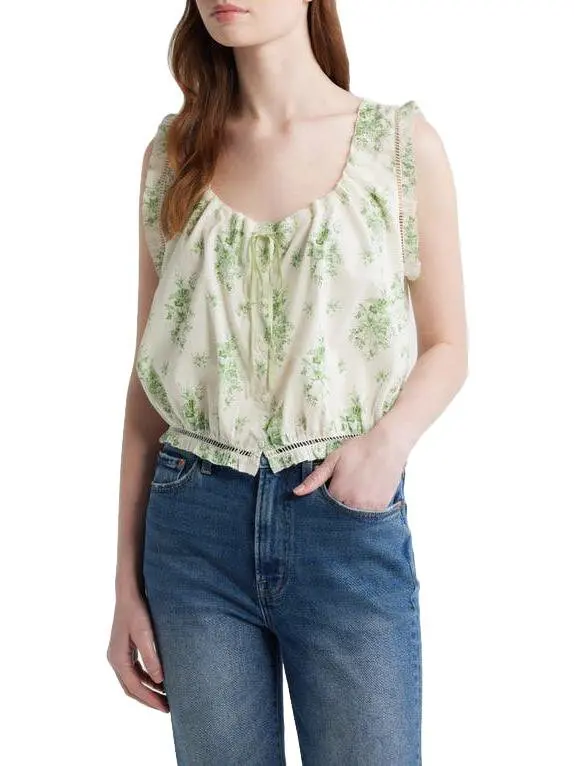 DÔEN Embroidered Crop Top - Vert Petit Bouquet De Chamonix