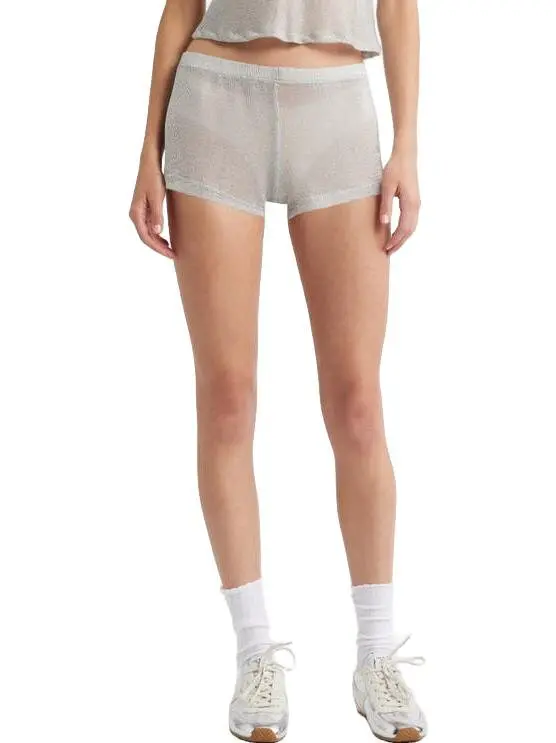 BELLA VENICE Sheer Mesh Shorts - Silver