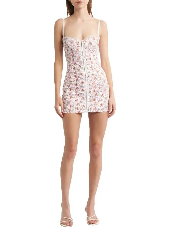 BELLA VENICE Body-con Corset Minidress - White Floral