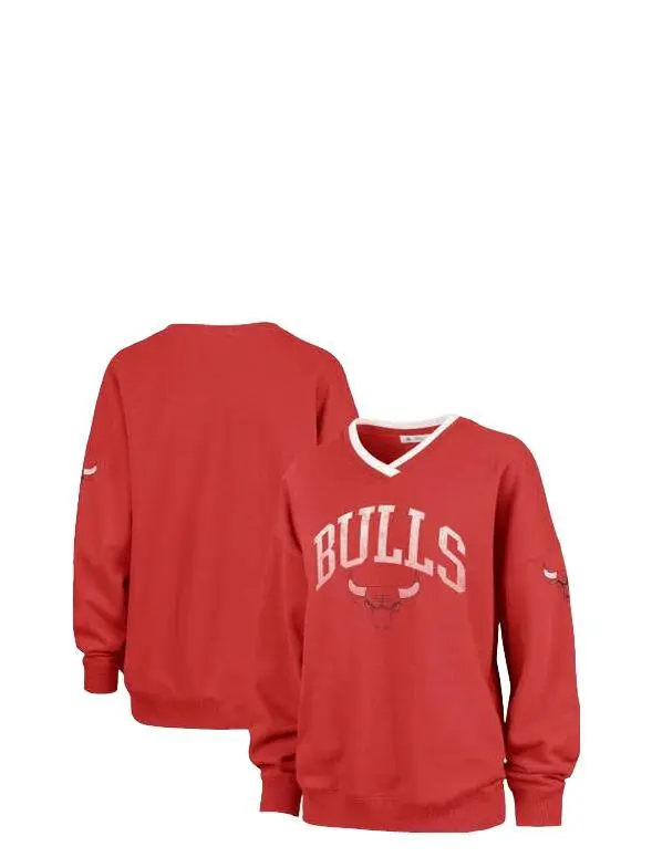 '47 47 Chicago Bulls Rise Wax Pack Daze Oversized Pullover Sweatshirt - Red