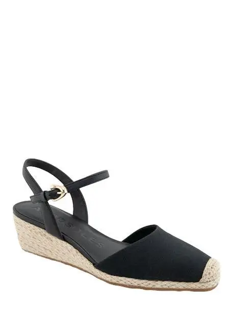 Aerosoles Jute-wrapped Wedge Sandals - Black Canvas