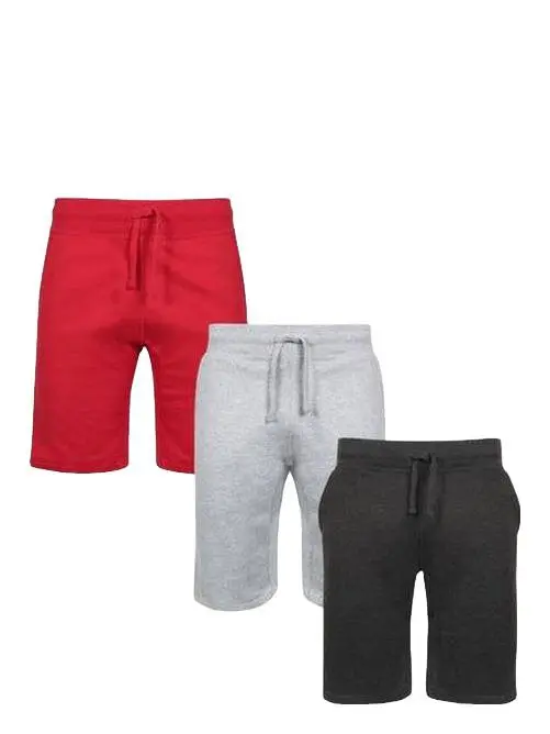 BENBEN 3-pack French Terry Shorts - Red/grey/charcoal