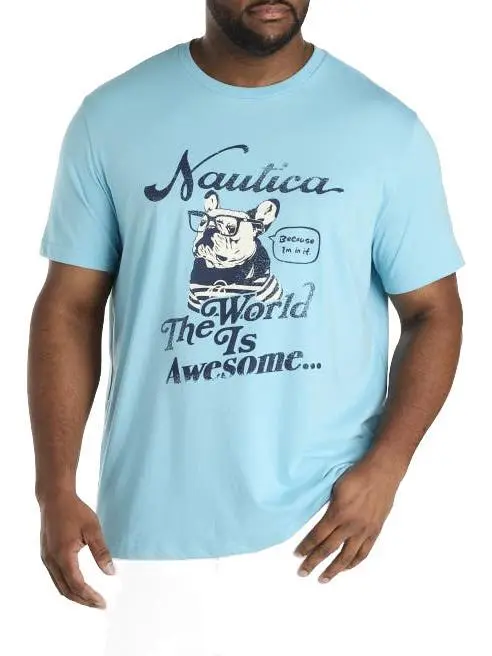 NAUTICA Big & Tall The World Is Awesome Graphic Tee - Milky Blue