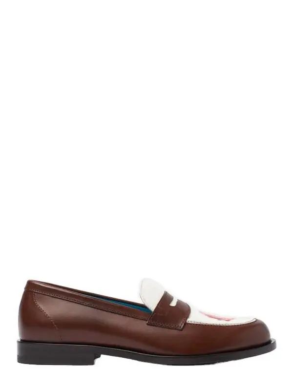SCAROSSO Trumpet For Her Penny Loafers - Eyes & Roses Brown - Calf