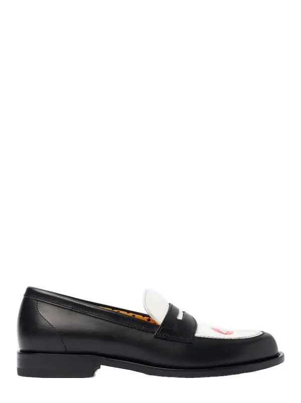 SCAROSSO Trumpet For Her Penny Loafers - Mouth Black - Calf