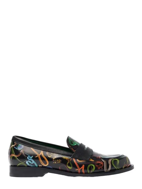 SCAROSSO Trumpet For Her Penny Loafers - Snakes Black - Calf