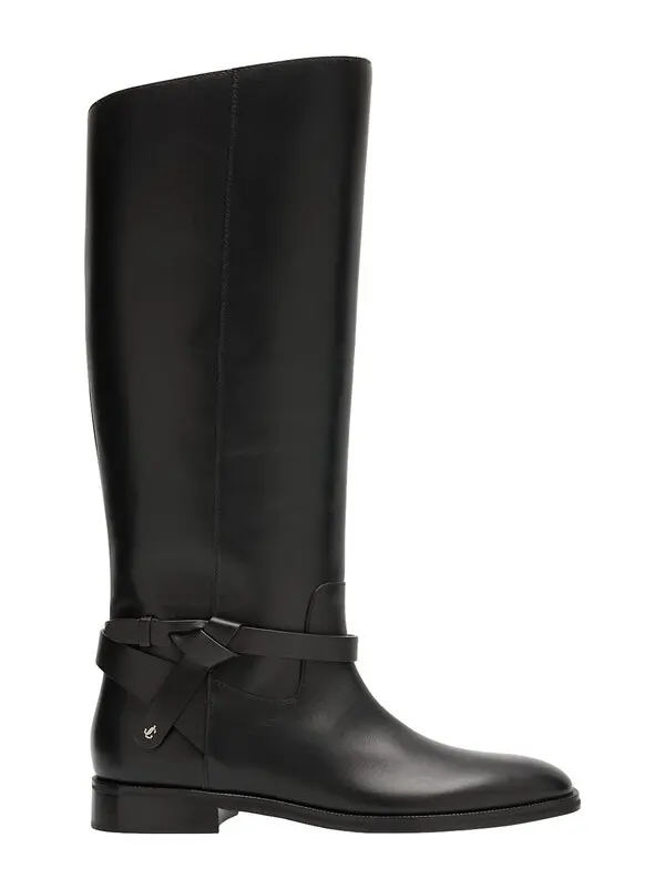 JIMMY CHOO Lawton Leather Knee Boots - Black
